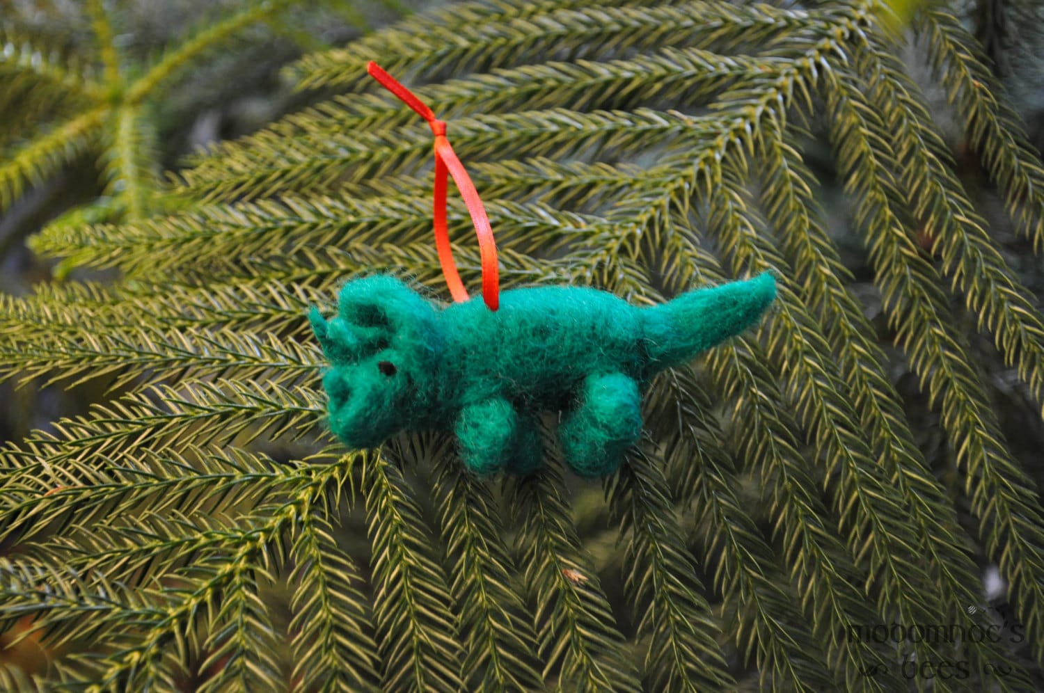 Dinosaur Needle Felted Wool Ornaments: Triceratops and T-Rex Available ...