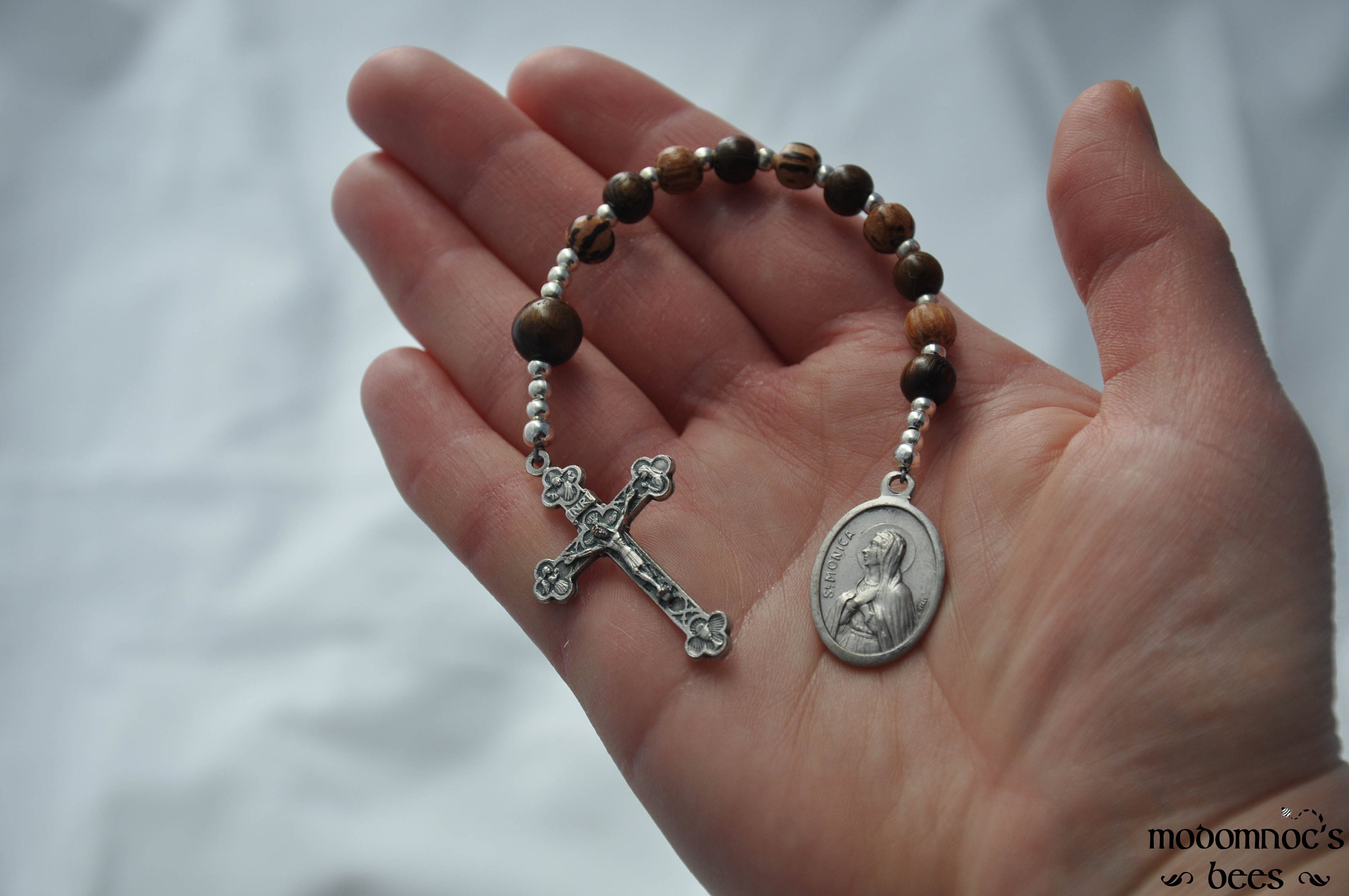 One-Decade St. Augustine/St. Monica Rosary With Palm Wood and Robles ...