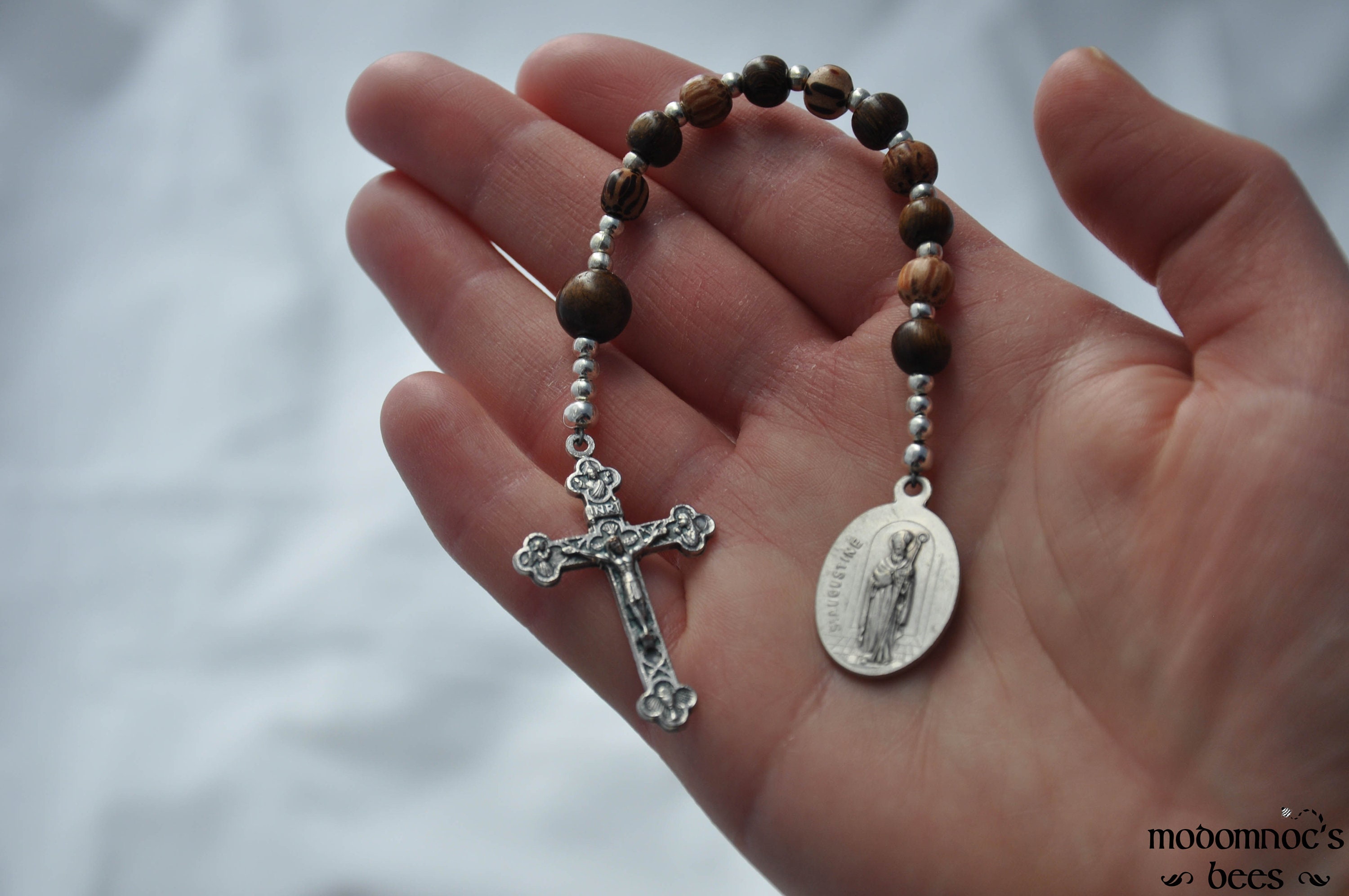 One-Decade St. Augustine/St. Monica Rosary With Palm Wood and Robles ...