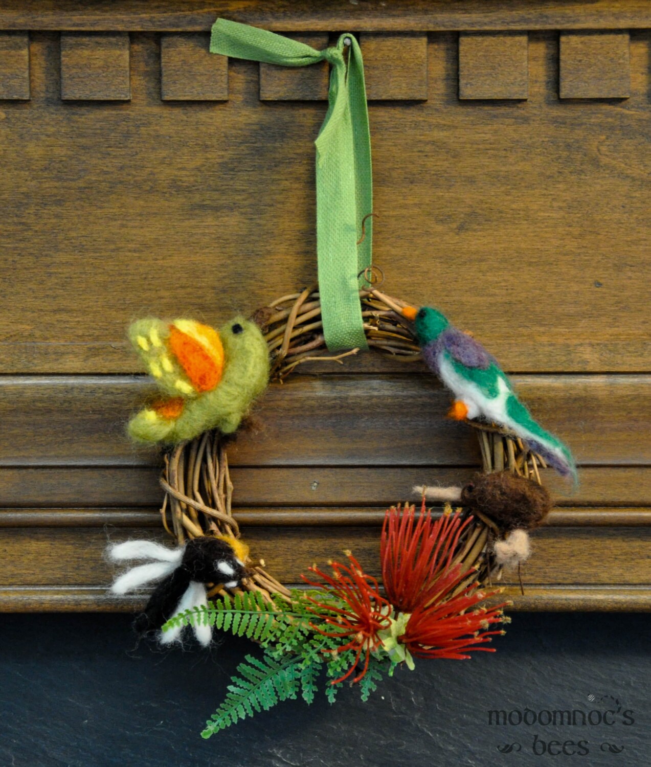 Private listing: New Zealand Native Bird Wreath with Kiwi, Wood Pigeon ...