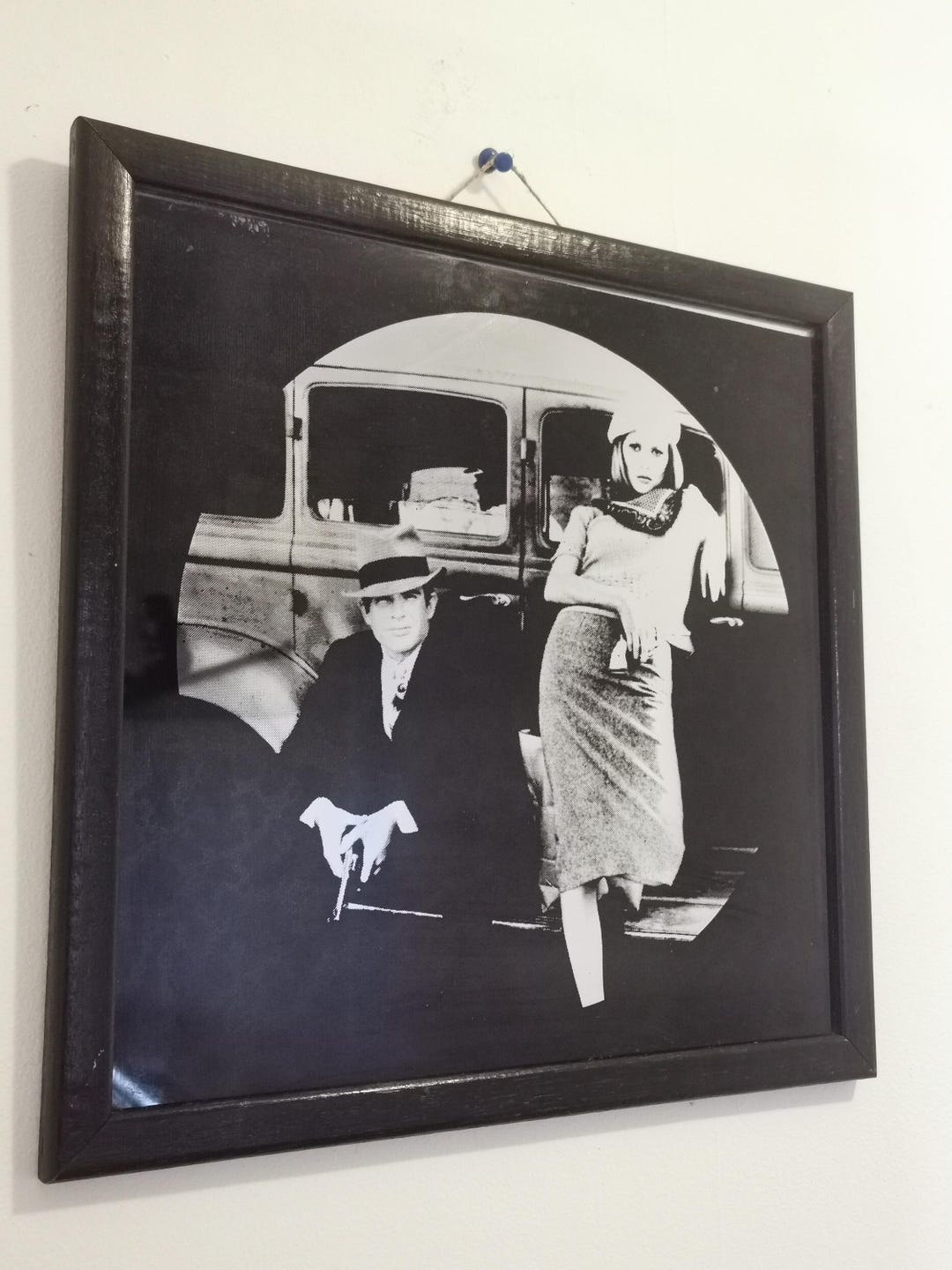 Vintage 1970s Bonnie and Clyde Picture Mirror. Black Wooden Framed ...