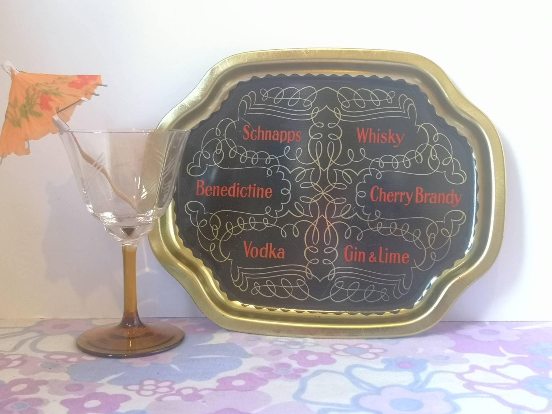 1950s 1960s cocktail Vintage bar decor alcohol serving tray Vintage mid ...