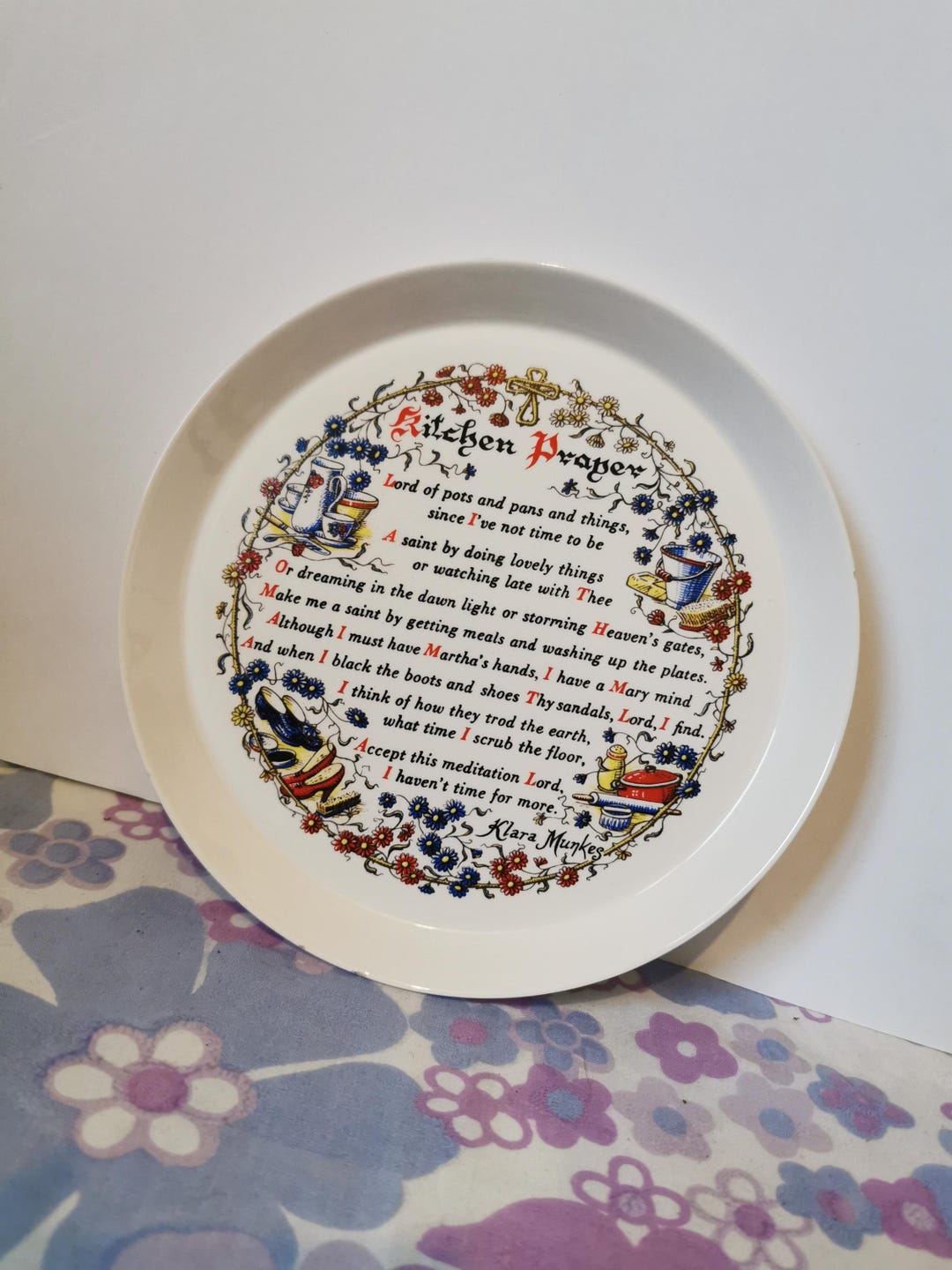 Kitsch Kitchen Prayer Plate, Poem Plaque. Cute, Vintage Ceramic Wall ...