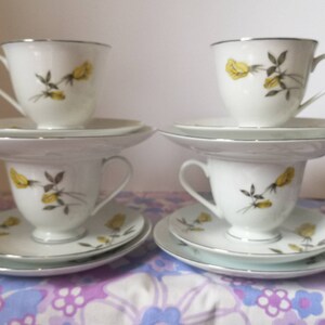 Vintage Yellow Rose China Trio Set. 1960s-70s China Teacup, Saucer and ...