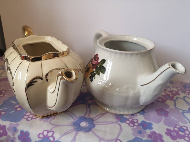 Vintage Floral Teapots. Sadler Cube Teapot and Ellgreave - Etsy UK