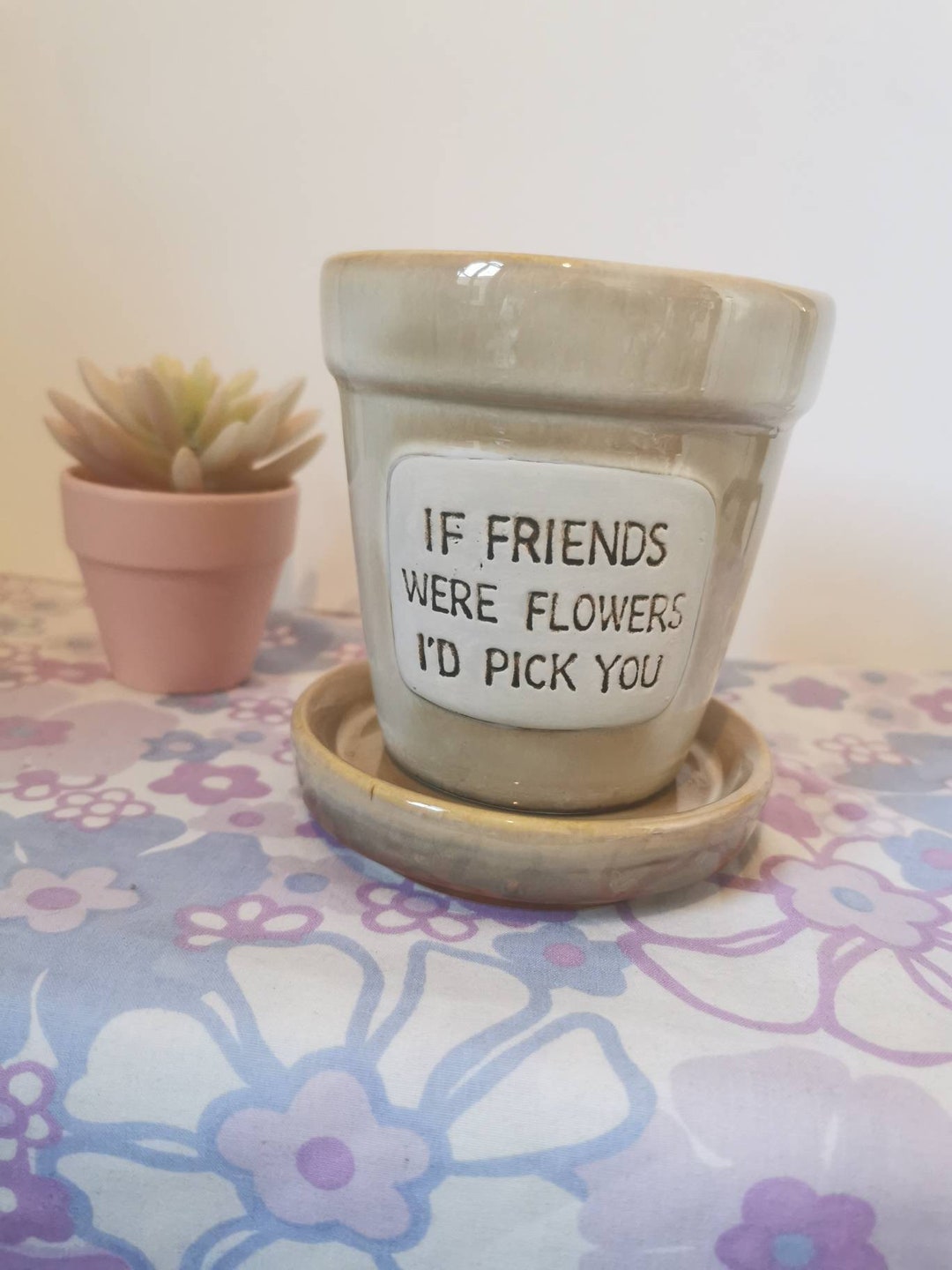 Vintage Pottery Plant Pot With Saucer. Cute Vintage Planter. If Friends ...