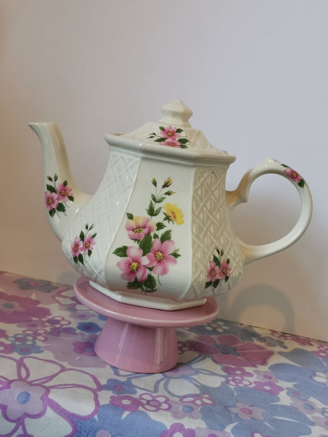 Vintage Sadler Windsor Floral Teapot. Octagonal English Teapot With ...