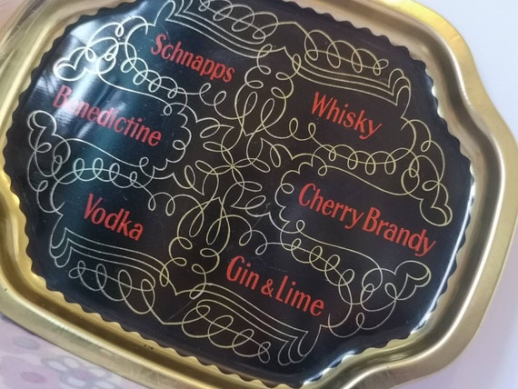 1950s 1960s cocktail Vintage bar decor alcohol serving tray Vintage mid ...