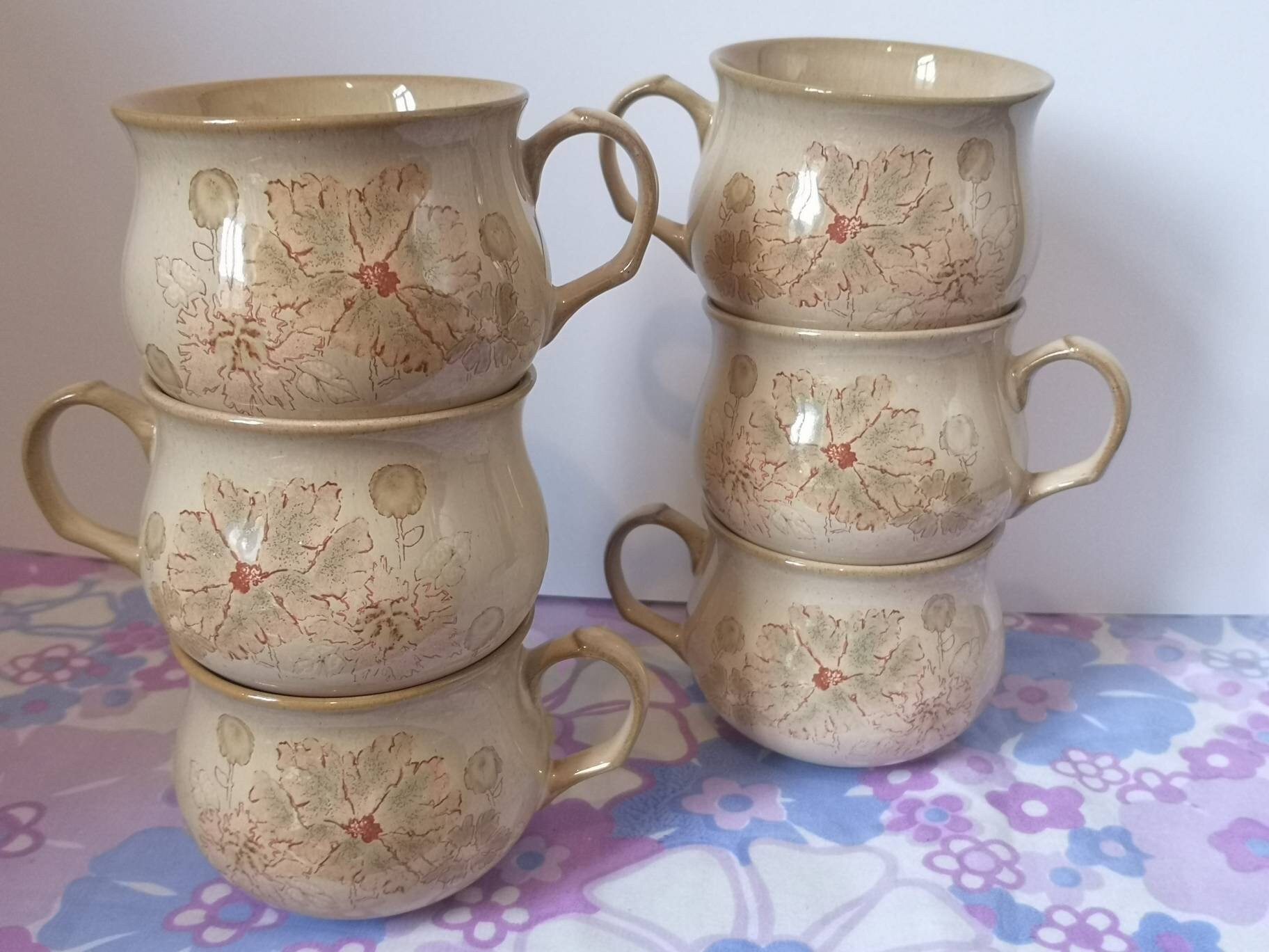 Vintage Denby Sandalwood Cups. 1980s Pottery Coffee Mugs. | Etsy