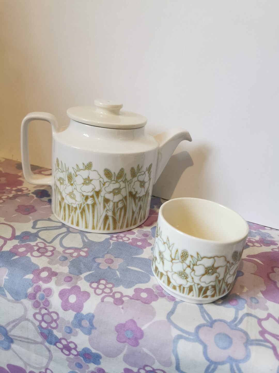 Vintage Hornsea Pottery Fleur Pattern Teapot With Sugar Bowl. Ceramic ...