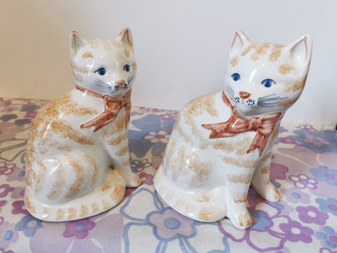 Vintage Rye Pottery Marmalade Cats. BUY 1 or Pair Available. Vintage Ceramic Ginger Kitty Cat ...