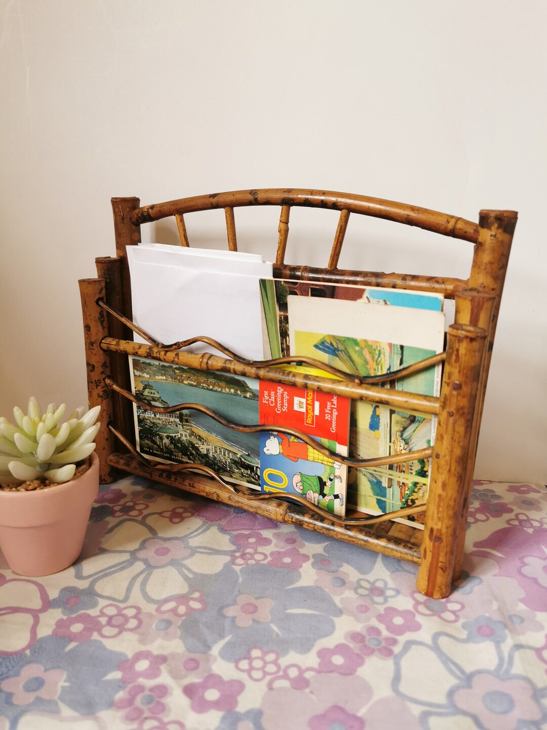 Vintage Tiger Bamboo Letter Holder Rack. Desk, Office, Craft Room Decor ...