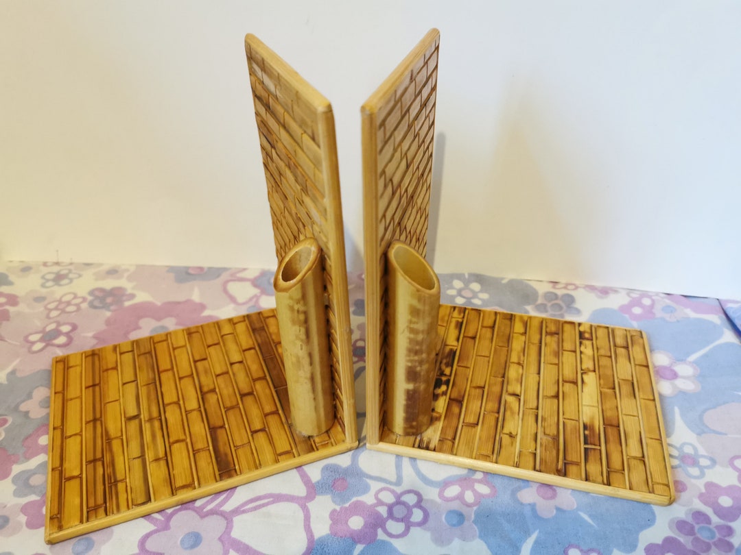 Vintage Bamboo Bookends. Vintage Boho Natural Materials Home Decor ...