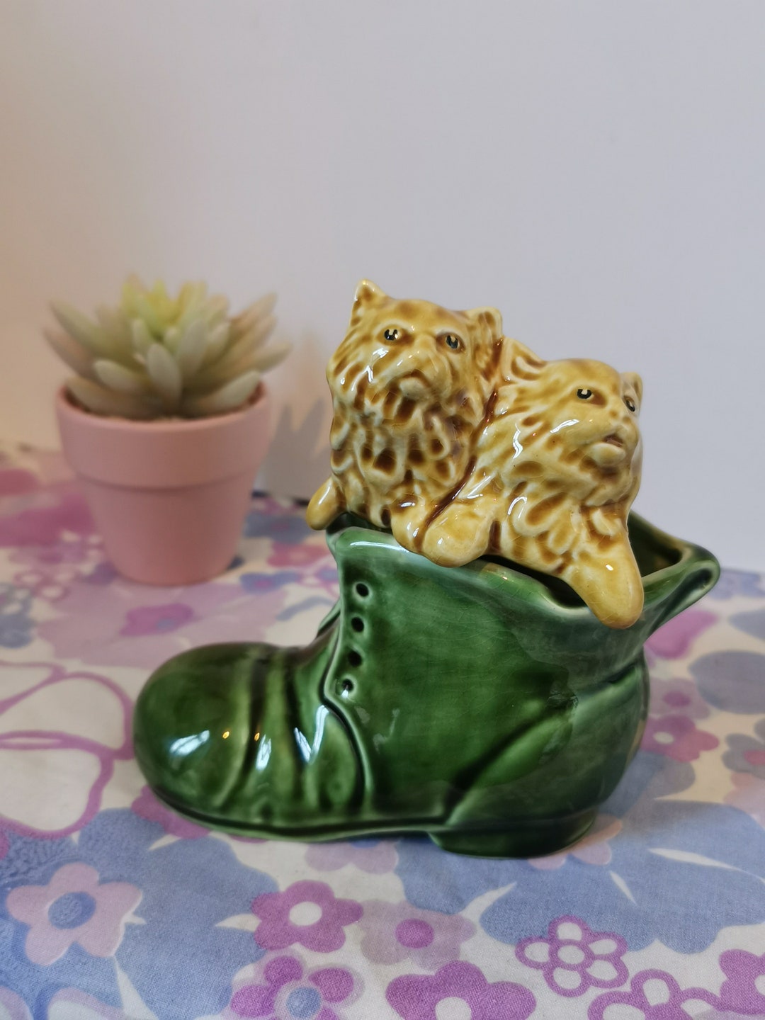 Vintage Sylvac Pottery Kittens in Boot Mini Planter, Posy Vase. 1970s ...