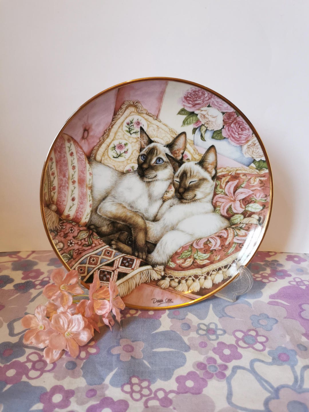 Vintage the Danbury Mint Siamese Cats Peaches and Cream by Debbie Cook ...