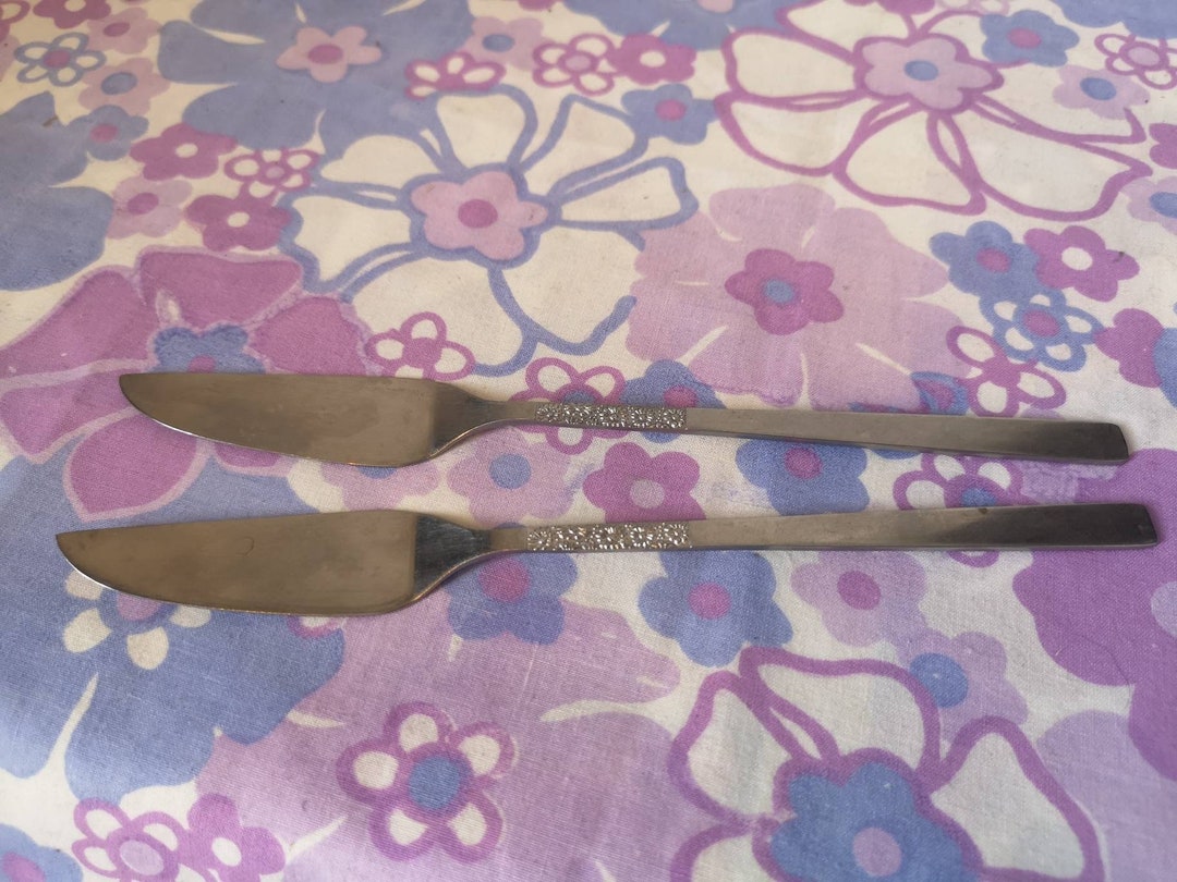 Vintage Viners Love Story Fish Knives. 1970s Stainless Steel Cutlery ...