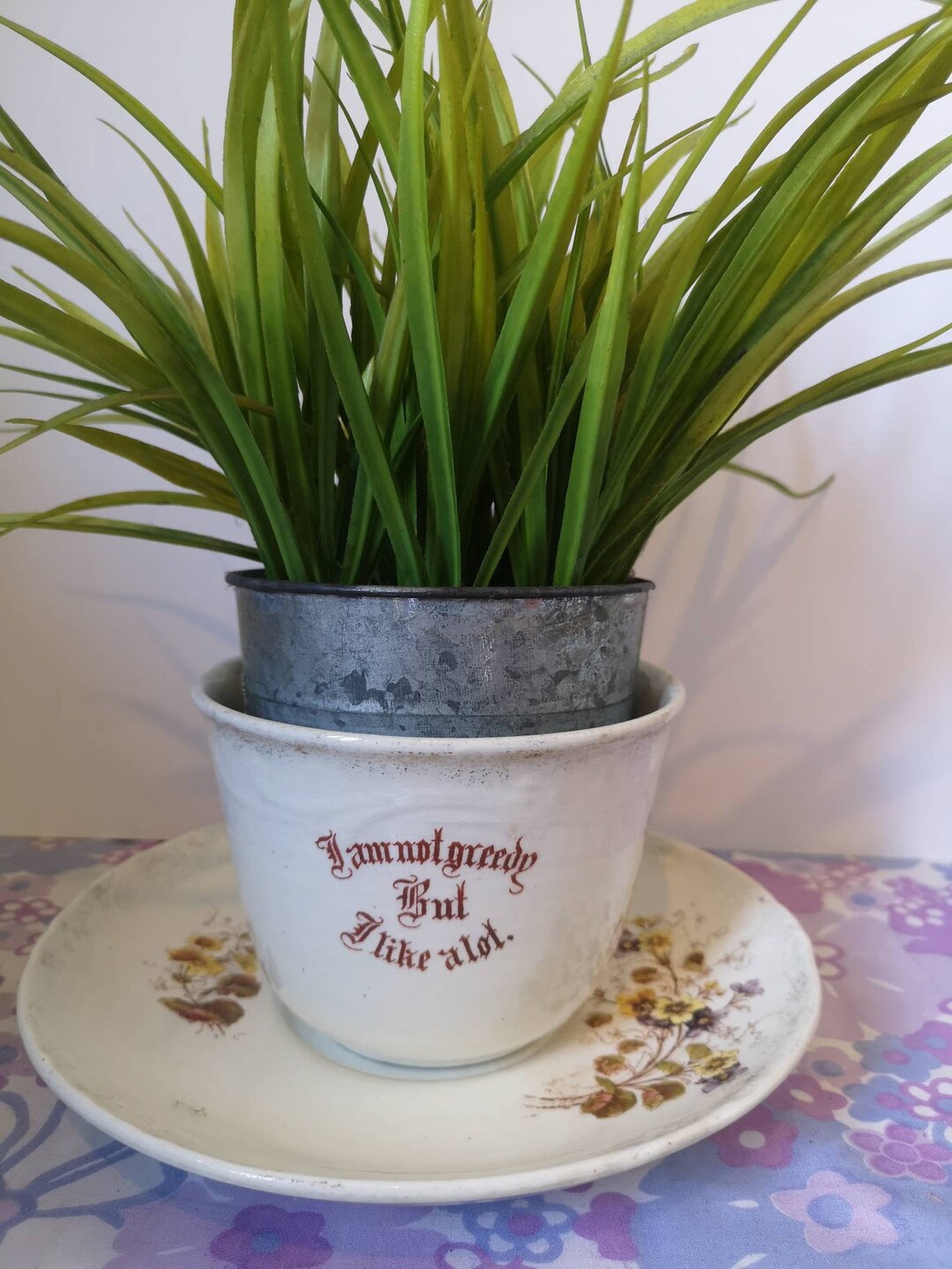 Antique Large Porcelain Cup and Saucer. I'm Not Greedy but I Like Alot ...