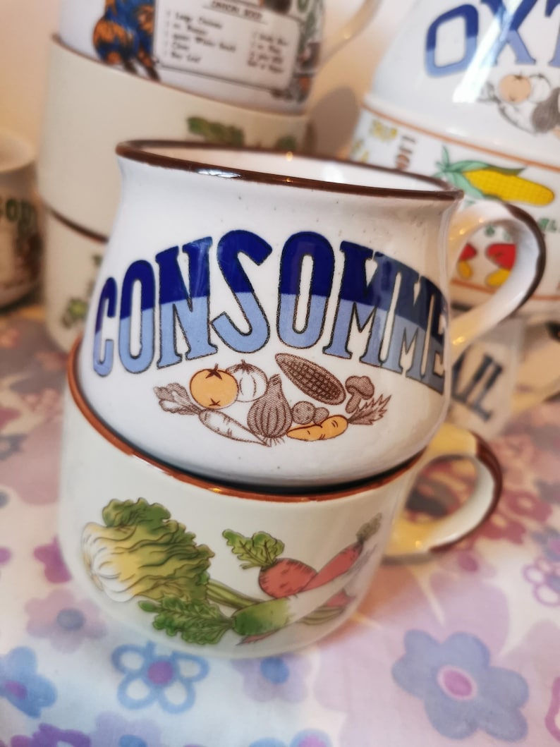 Vintage Soup Mugs, Handled Soup Bowls. PRICE FOR 1. Various Designs ...