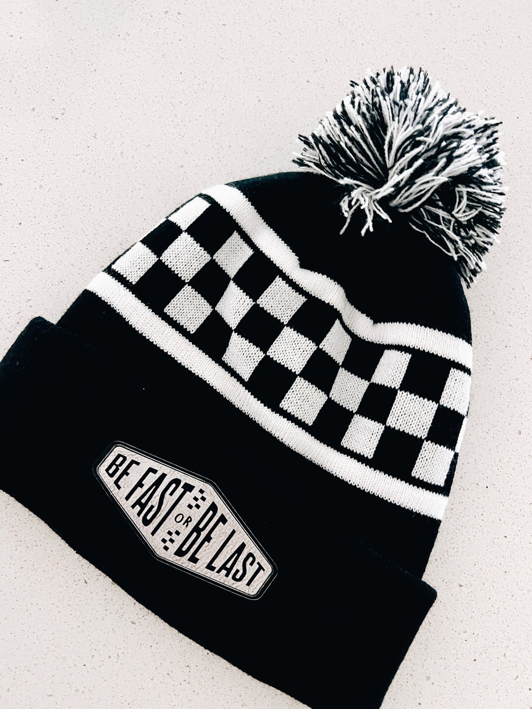 Be Fast or Be Last Checkered Beanie Be Fast Beanie Adult Checkered Hat ...