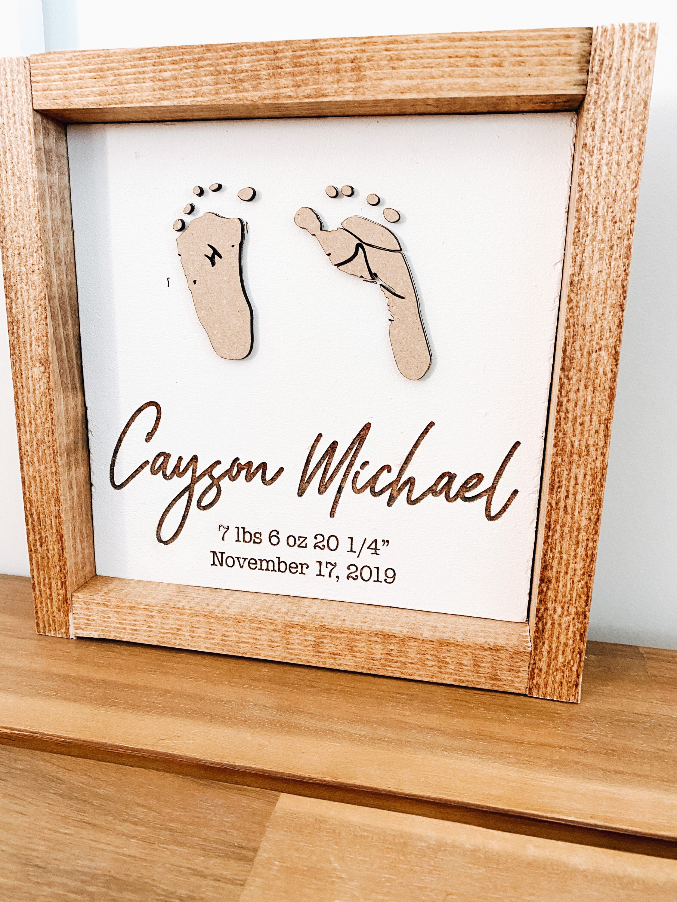 Footprint Sign Baby Footprint Birth Stats Sign Nursery | Etsy
