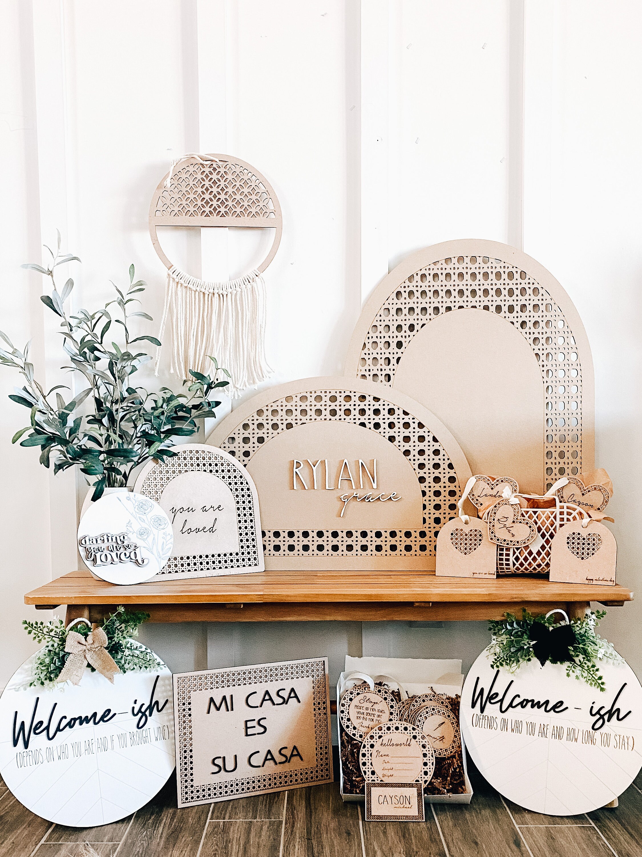 Cane Nursery Name Sign Boho Nursery Sign - Etsy