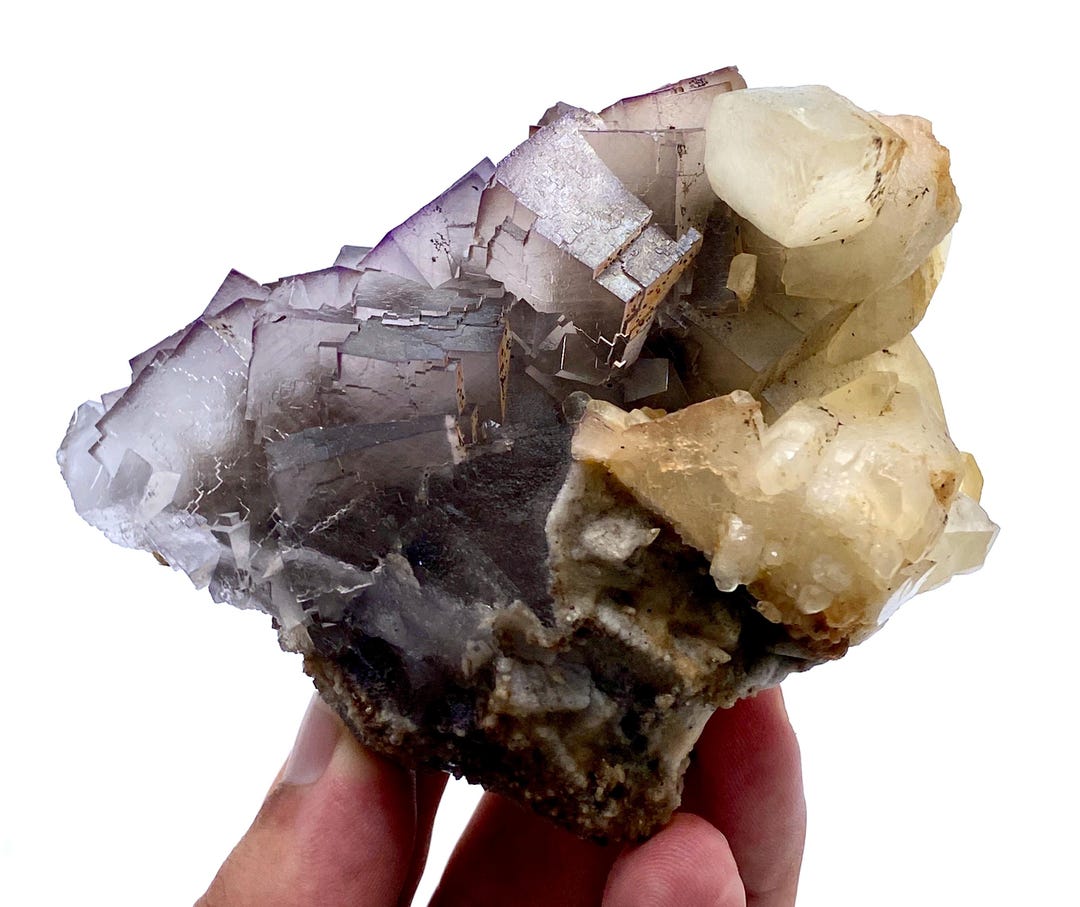 Blue Zoning Phantom Fluorite With Calcite Specimen 417 Gram for Home ...