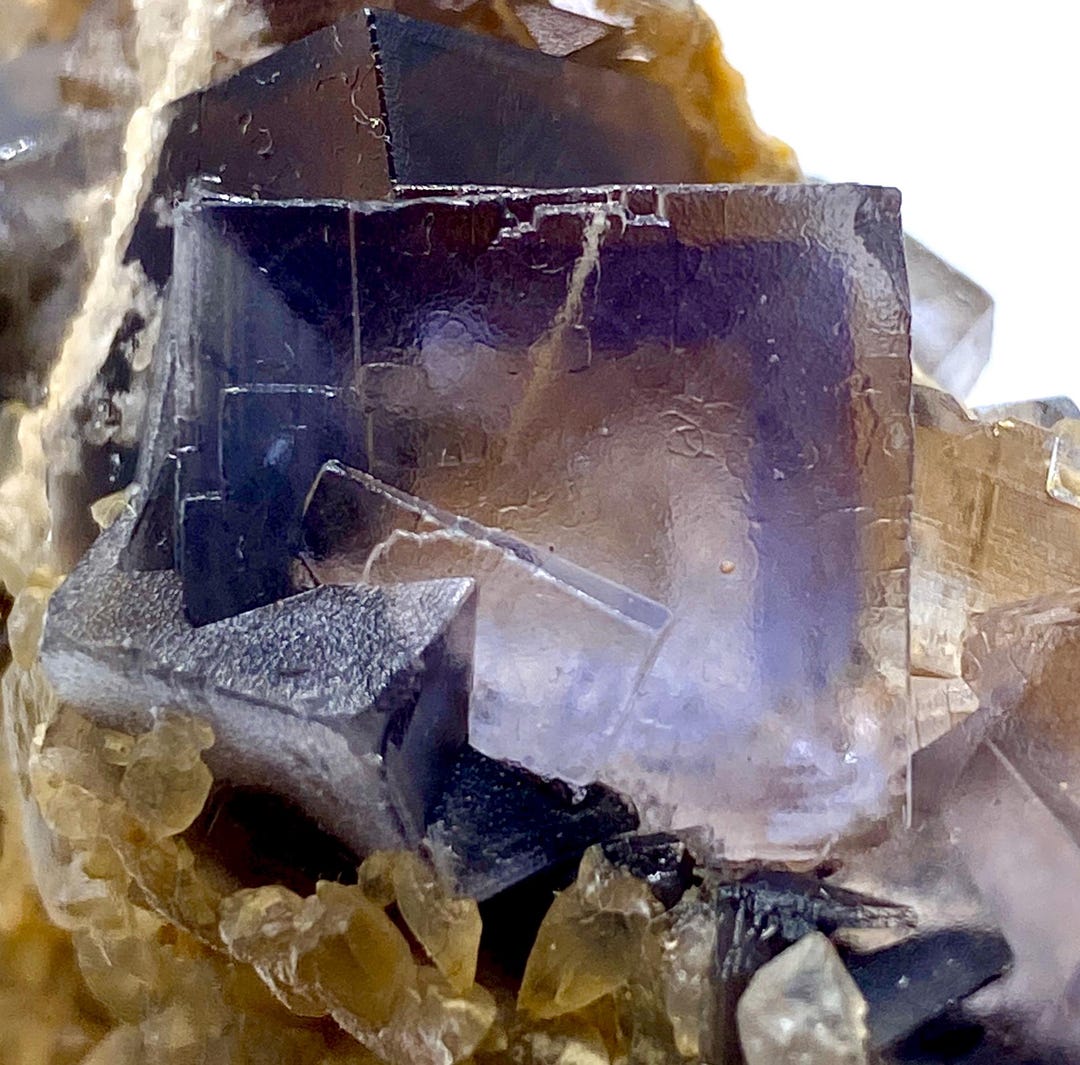 113 Gram Unique Shape Blue Phantom Fluorite With Calcite Specimen From ...