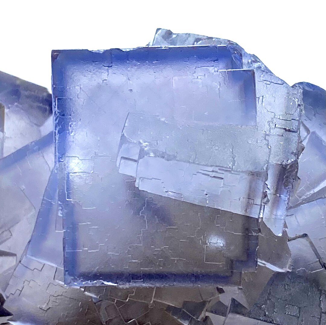 549 Gram an Attractive Blue Phantom Cubic Fluorite With Calcite ...