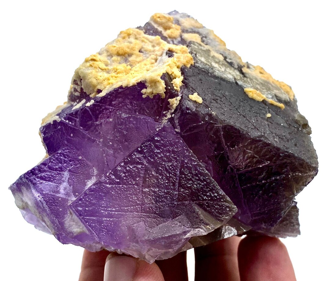 578 Gram Extremely Rarest Onion Color Cubic Fluorite With Calcite ...
