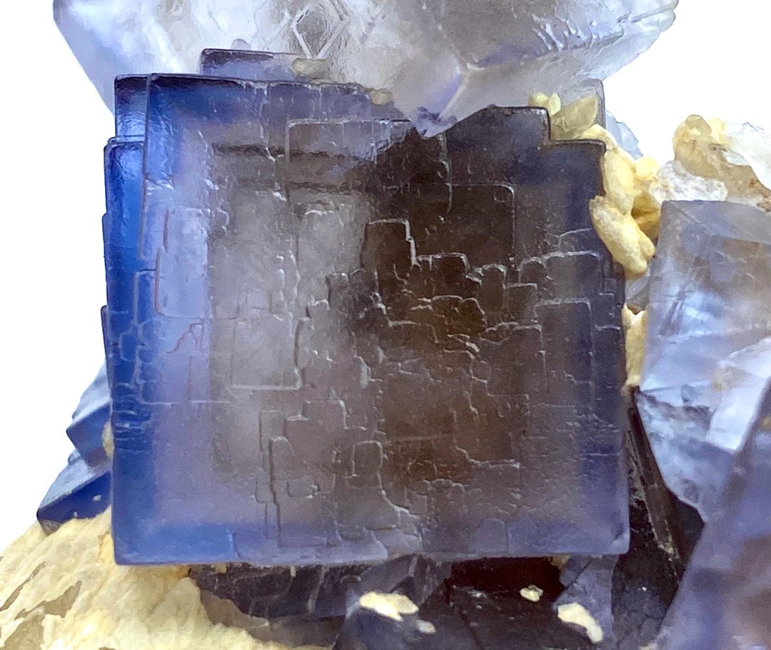 Blue Zoning Phantom Fluorite With Calcite Specimen - Gram Natural ...