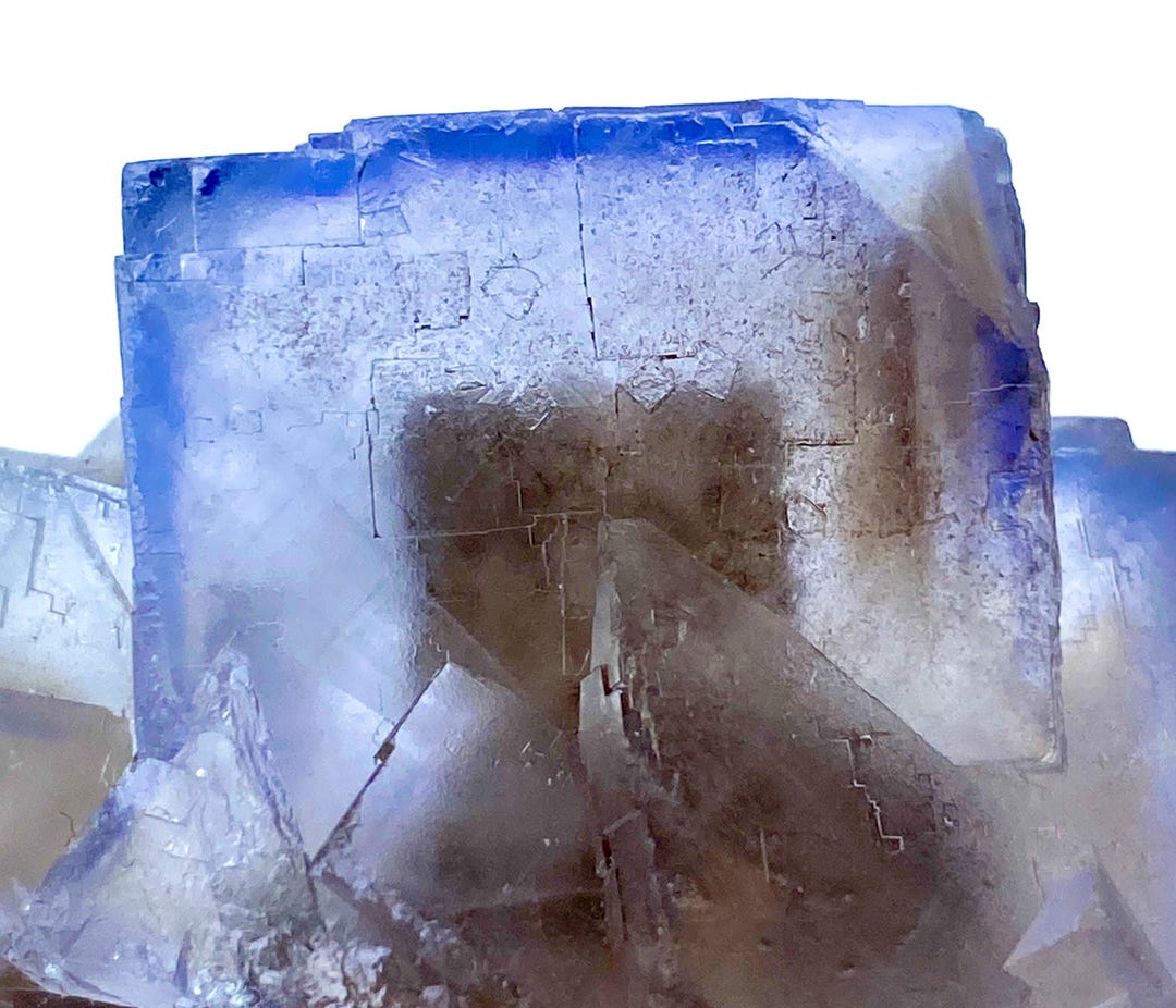 58 Gram Extremely Unique Phantom Line Cubic Fluorite With Calcite From ...