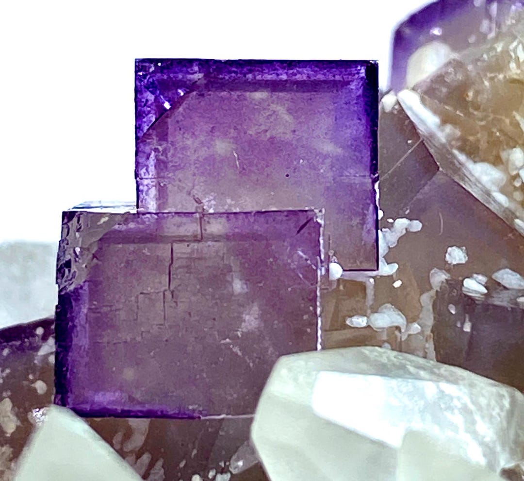 247 Gram Natural Glassy Purple Cubic Fluorite With Calcite Specimen ...