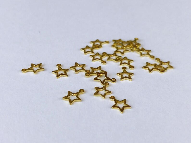 A009 Tiny Gold Star Mini Charm Doll Sewing Craft Supplies for 12 ...