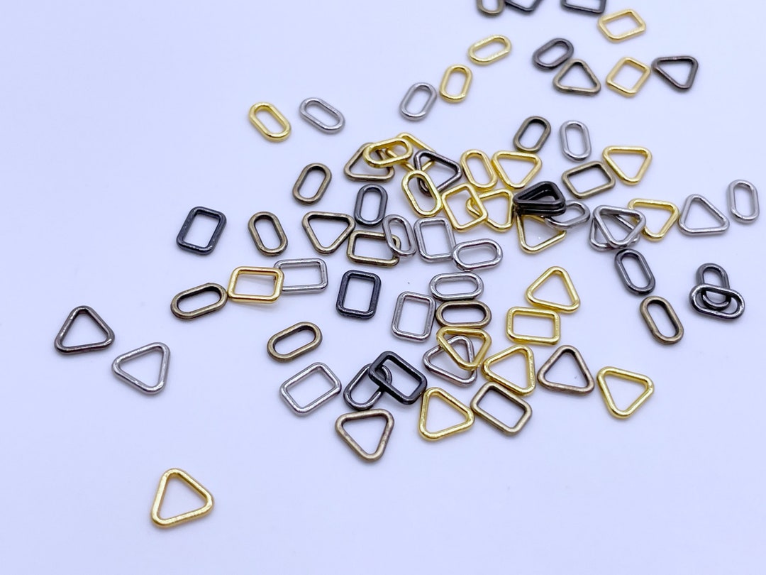 B203 Tiny 4mm Triangle Rectangle Oval Shape Ring Mini Buckles Sewing ...