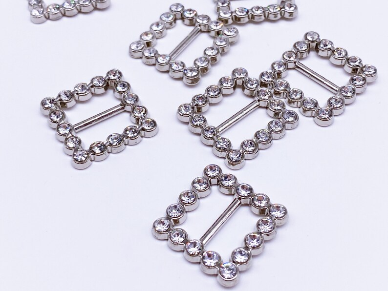 B039 Silver/gold Based Squared Buckle With Crystal Mini Buckles Sewing ...