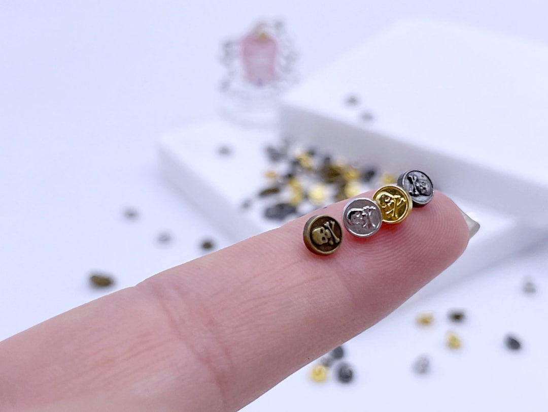 B218 Metal 5mm Skeleton Shape Shank Buttons Micro Mini Buttons Tiny ...