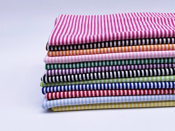 F010 Tiny Black/red/pink/green/blue With White Stripes Fabric - Etsy