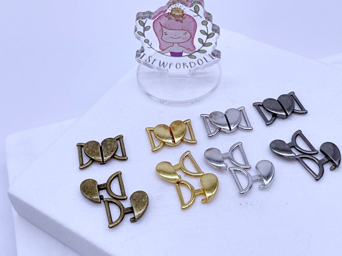 B223 Decorative Heart Hook Buckle 15mm Mini Buckles Sewing Craft Doll ...