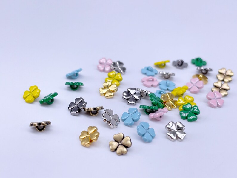 B064 Four Leaf Lucky Clover 6mm Buttons Shank Buttons Micro - Etsy