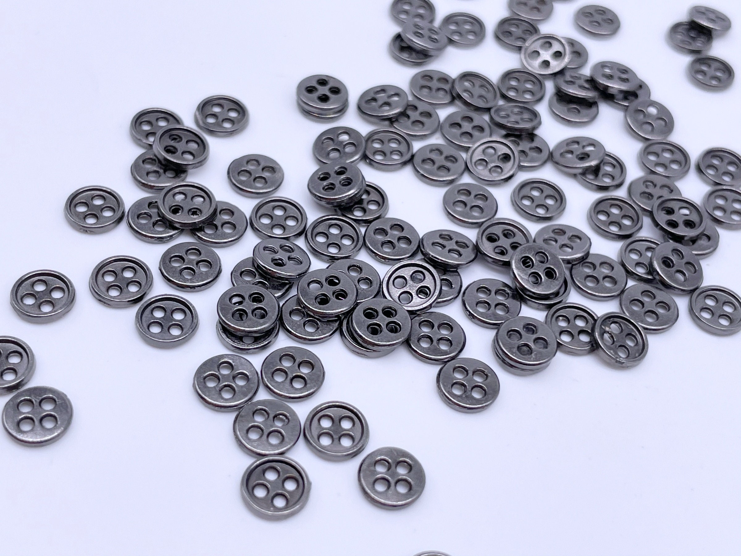 B190D Dark Gun Metal 6mm 4 Hole Buttons Micro Mini Buttons | Etsy