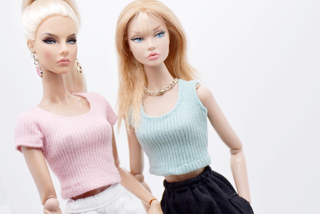 C068 Handmade Rib Knit Doll Tank Top/t-shirt for 12" Fashion Dolls Like ...