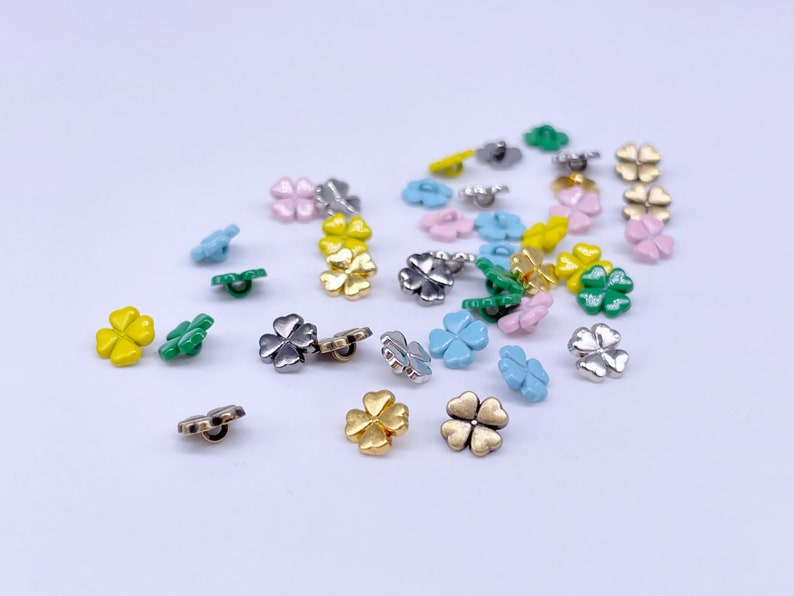 B064 Four Leaf Lucky Clover 6mm Buttons Shank Buttons Micro - Etsy