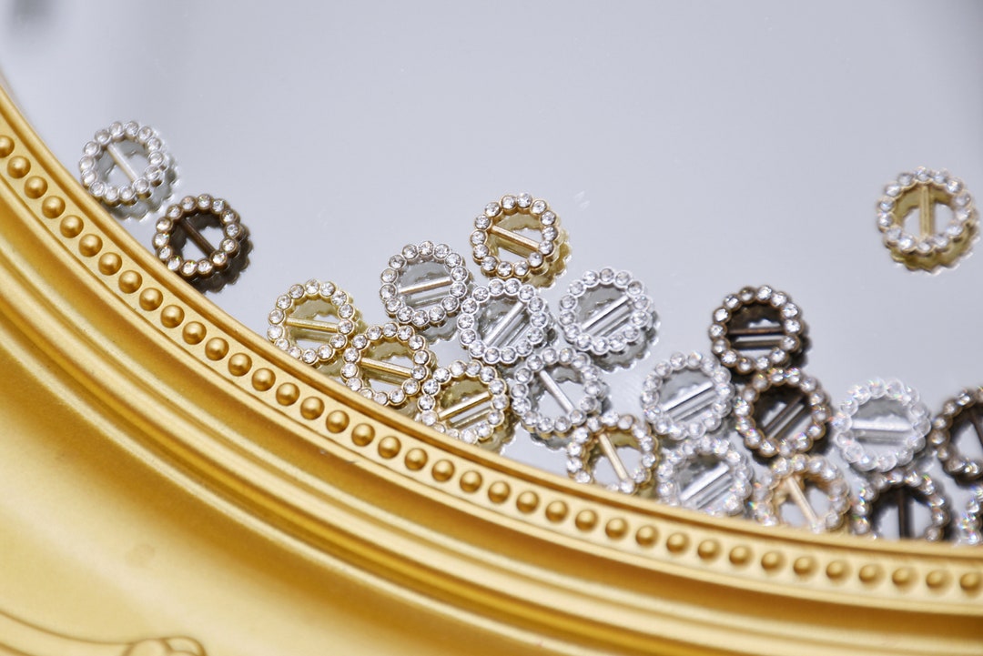 B226 Silver/gold/bronze Based Round 9mm Buckle With Crystal Mini ...