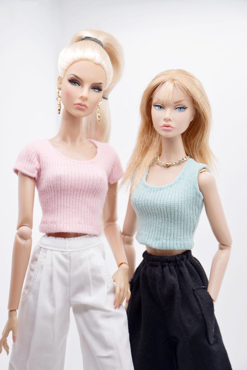C068 Handmade Rib Knit Doll Tank Top/t-shirt for 12" Fashion Dolls Like ...