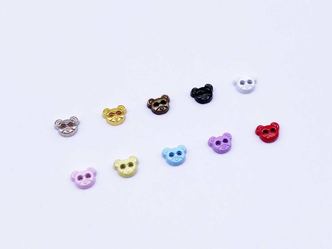 B124 Bear Head 5mm Micro Mini Buttons Buttons Tiny Buttons Doll Sewing ...