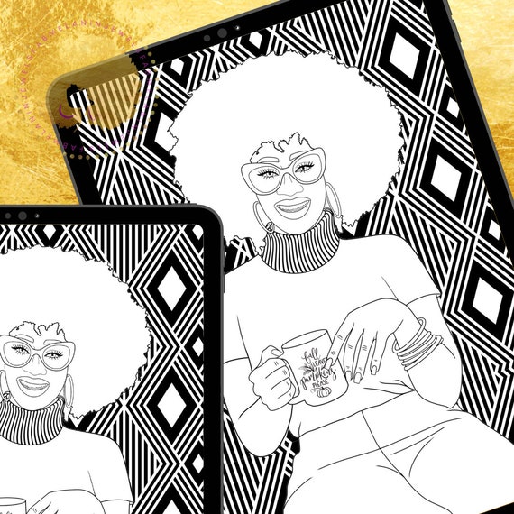 Angie FALL FAB Adult Coloring Book Page Black Women | Etsy