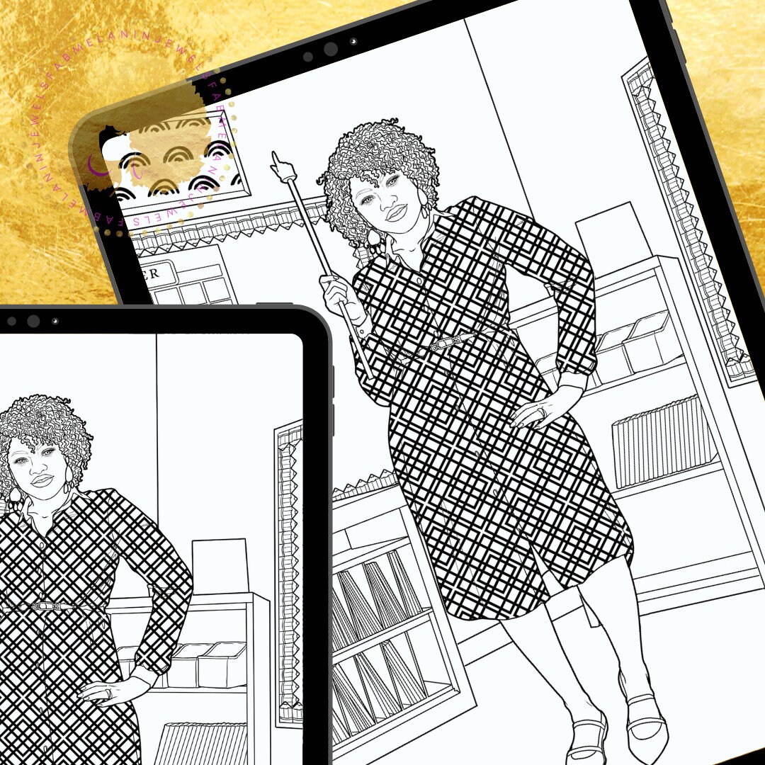 The Teacher | Adult Coloring Book Page | Black Women Coloring Book ...