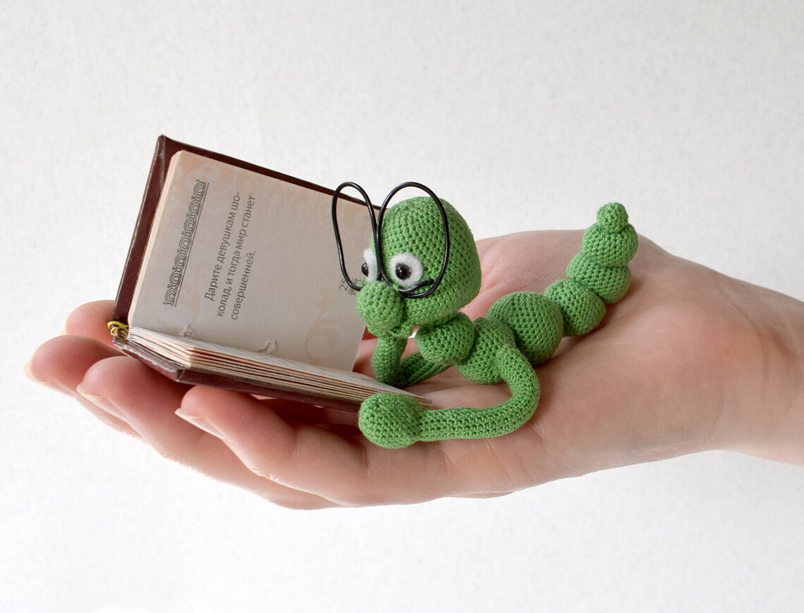 Bookworm With Glasses Small Cute Small Insect Caterpillar | Etsy UK
