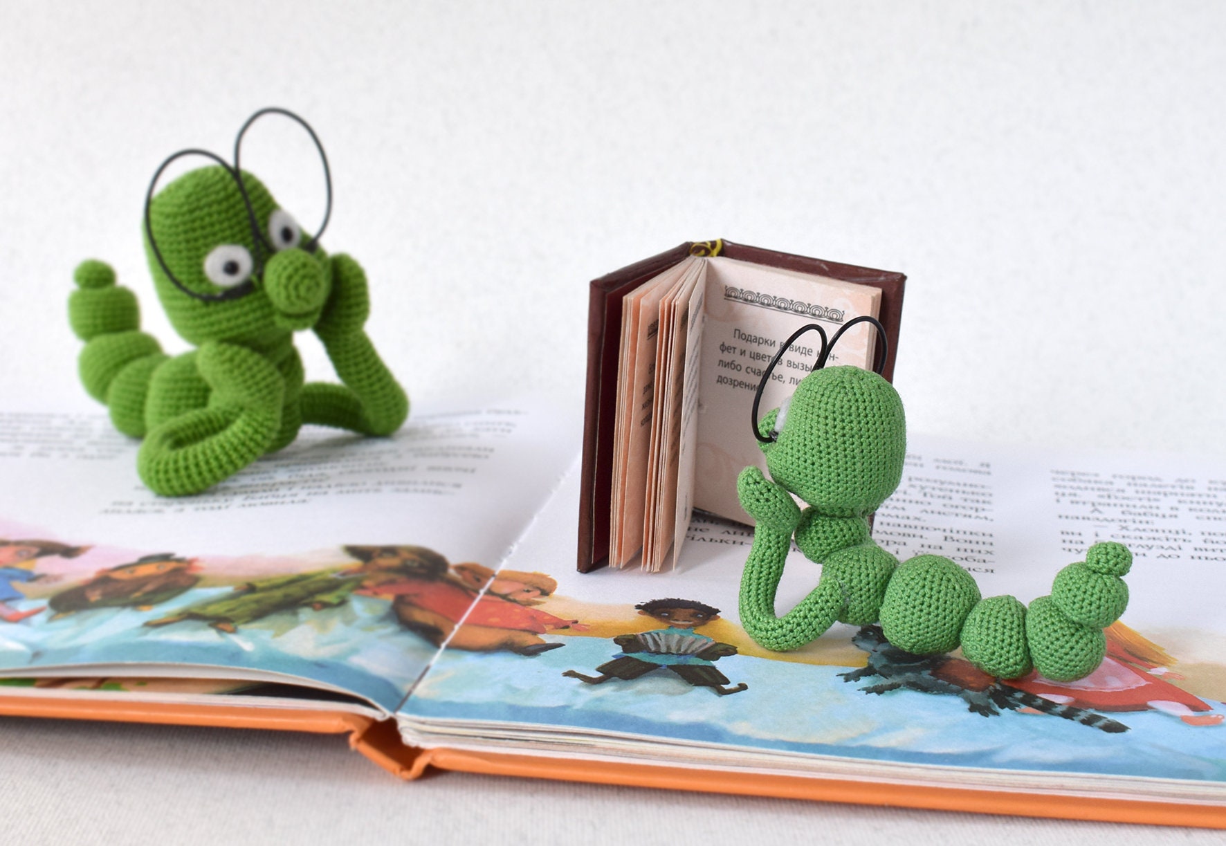 Bookworm With Glasses Small Cute Small Insect Caterpillar | Etsy