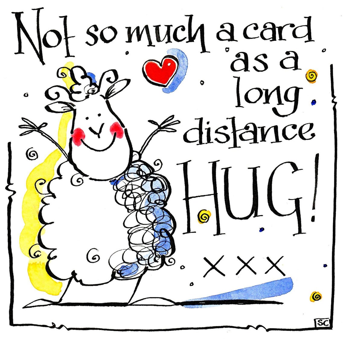 A Long Distance Hug/ Big Hug/Funny Lock down Hug Card/ Sheep | Etsy